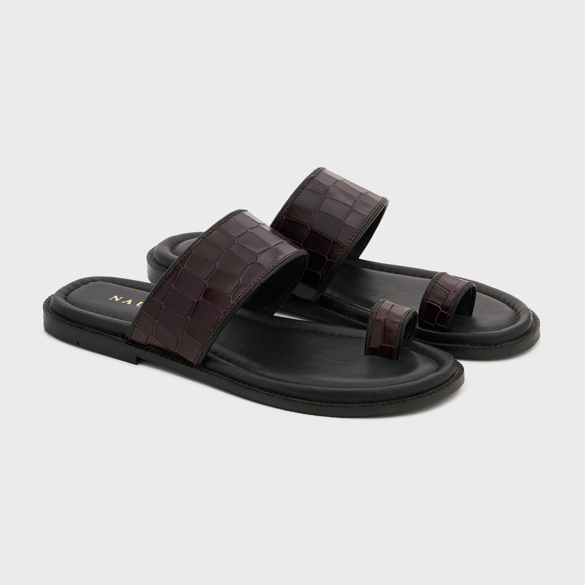 Naal Slippers | Deep Wine Croco Leather – Nauvab